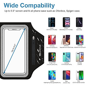 BUMOVE Armband with AirPods Holder for iPhone 15/14/13/12/11Pro Max,iPhone 15/14 Plus/Xs Max Gym Running Workouts Arm Band Case (Black)