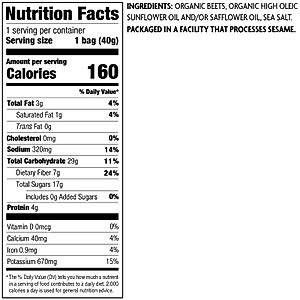 Rhythm Superfoods Cripsy Beet Chips, Salted, Organic and Non-GMO, Vegan/Gluten-Free Superfood Snacks, 1.4 Oz (Pack of 4)