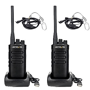 Retevis RB85 Walkie Talkies for Adults Long Range, High Power 2 Way Radio with Earpiece, Rechargeable Two Way Radios, AI Noise Cancelling, for Security, Hotel(2 Pack)
