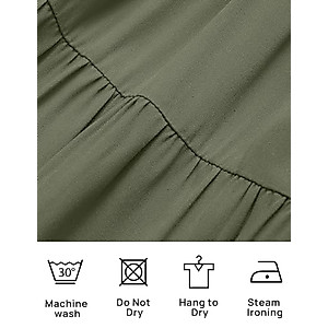 ZESICA Women's Summer Casual Sleeveless Crew Neck Smocked High Waist Flowy Tiered A Line Midi Dress,ArmyGreen,Medium