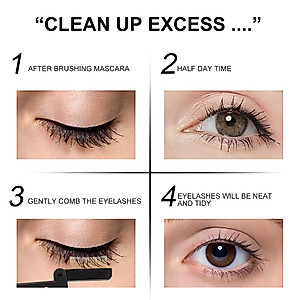 DUcare Eyelash Comb Separator Eyelashes Eyebrow Mascara Brush Applicator Eyelash Definer With Comb Cover Cosmetic Brushes Tool (Black)