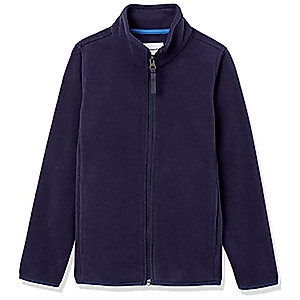 Amazon Essentials Boys' Polar Fleece Full-Zip Mock Jacket, Navy, Medium