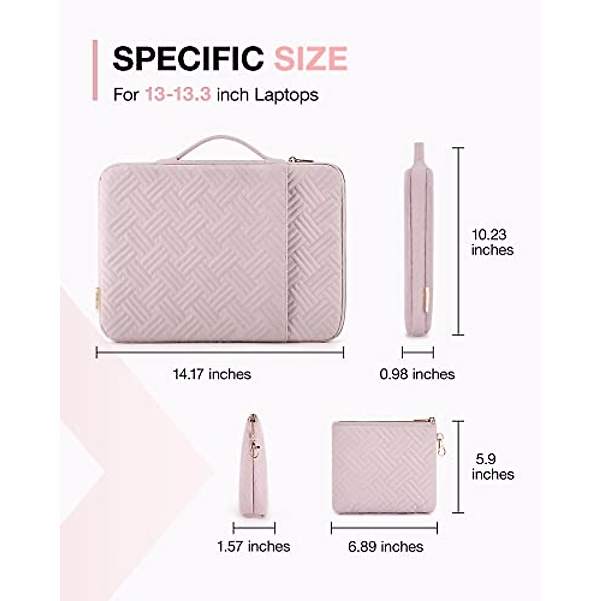 BAGSMART Laptop Sleeve Bag Compatible with MacBook Air/Pro, 13-13.3 inch Notebook, Pro 14 Inch, Air M2 13 Case Accessories Bag, Pink