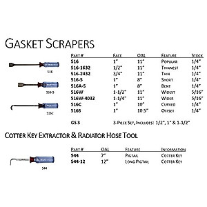 Wilde Tool GS3.NP/CC 3-Piece Gasket Scraper Set (1/2", 1", & 1-1/2")