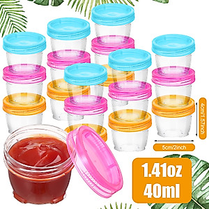 Mumufy 54 Pcs Reusable Salad Dressing Container 1.35 oz Small Sauce Condiment Containers with Lids Leakproof Condiment Cups Plastic Food Container Sets for Lunch Baby Food Storage