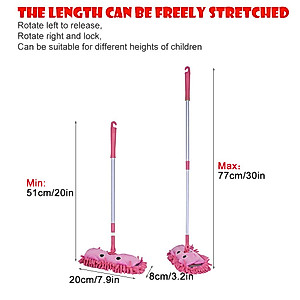 Toxz Kid's Housekeeping Cleaning Tools Set-3pcs, Small Mop Small Broom Small Dustpan,Adjustable Length,Labor-Saving,Suitable for Childs, Fabric