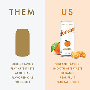 Sovány Sparkling Water, Tangerine, Seltzer Water Drinks, USDA Organic, Made With Real Fruit, Non-GMO, Vegan, No Added Sugar, Low Calorie, 12 fl oz, 12 Pack