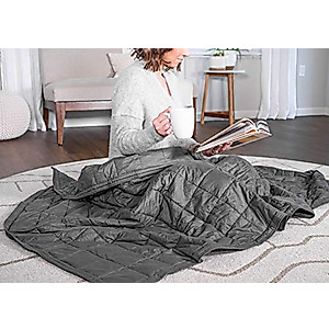 AckBrands 60" x 80" - 15 Lb Weighted Blanket - Slate Gray - Premium Cotton with Glass Beads - Double Stitched Edges - Veteran Owned