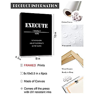 Drsoum Inspirational Office Wall Art - Motivational Wall Decor - Quotes Wall Art for Living Room - Encouraging Canvas Posters for Bedroom - Sayings for Wall Decor - 8” x10” x6 PCS (FRAMED)