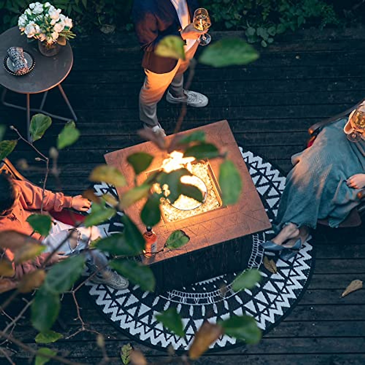 Nuu Garden 30-Inch Propane Fire Pit Table, 40,000 BTU Steel Fire Table for Outside with Lid and Fire Glass Beads and Cover for Parties, Patio, Backyard, Brown