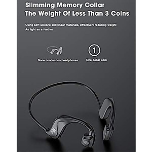 YODZ Bone Conduction Headphones, TWS True Wireless Bluetooth 5.0 Sport Waterproof Earphones Headset, with Mic, for Running, Driving, Cycling,Red