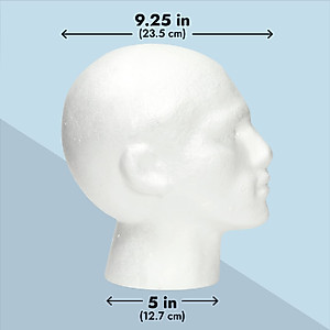 Juvale Male Head Form, Foam Mannequin Display for Hats, Wigs, Mask, Cap, White (9 x 11 In)