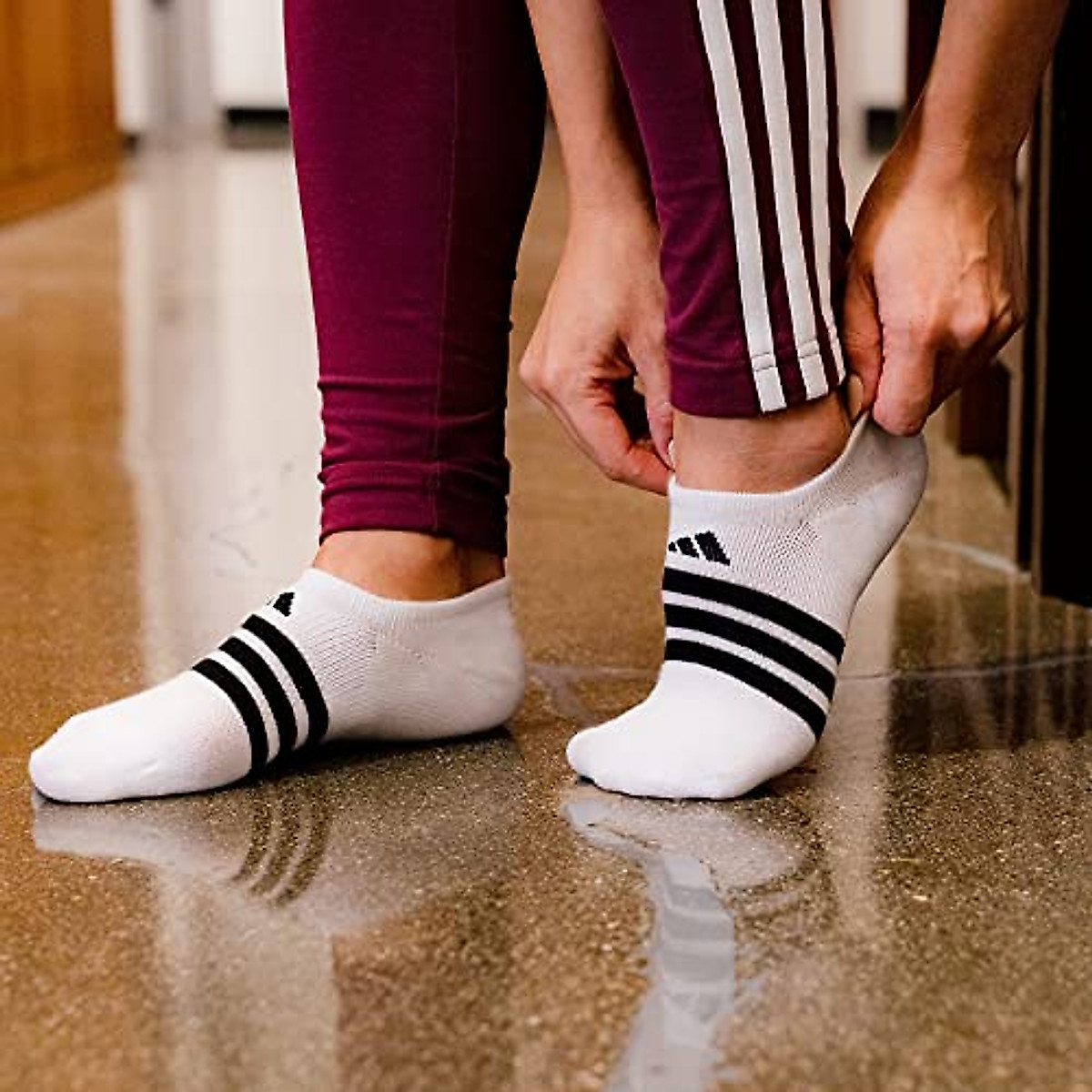 adidas Women's Superlite No Show Socks (6-Pair), White/Clear Onix Grey/Black, Medium