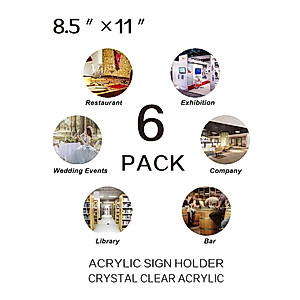 ikgopiz Acrylic Sign Holder 8.5 x 11-Acrylic T-Shaped Desktop Display Stand, Sign Holder,Menu ad Frame. Suitable for Restaurants, Promotions, Photo Frames, Events, Meetings (6 Pieces)