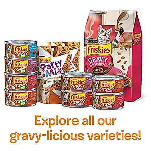Purina Friskies Gravy Wet Cat Food Variety Pack, Extra Gravy Chunky - (24) 5.5 oz. Cans