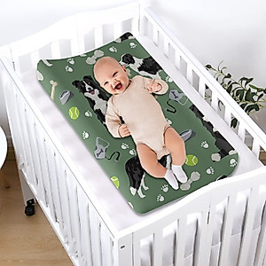 Eheartsgir Border Collie Baby Changing Table Cover for Boys Girls Removable Soft & Washable Stretchy Fabric Cradle Mattress Sheets Fit for 32"x16" Diaper Changing Table