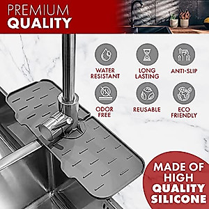 2 pcs Faucet Handle Drip Catcher - Silicone Faucet Splash Catcher Tray - Kitchen & Bathroom Faucet Sink Splash Guard Gray