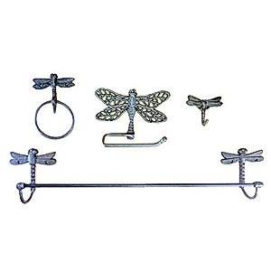 Dragonfly Cast Iron Bathroom Accessory Set 4 pc