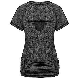 Ninedaily Activewear Tops for Women,Summer Trampoline Shirts Outside Fishing Outdoor Riding Tee Sweat Wicking Dressy Blouse Casual Basic Black Size Medium