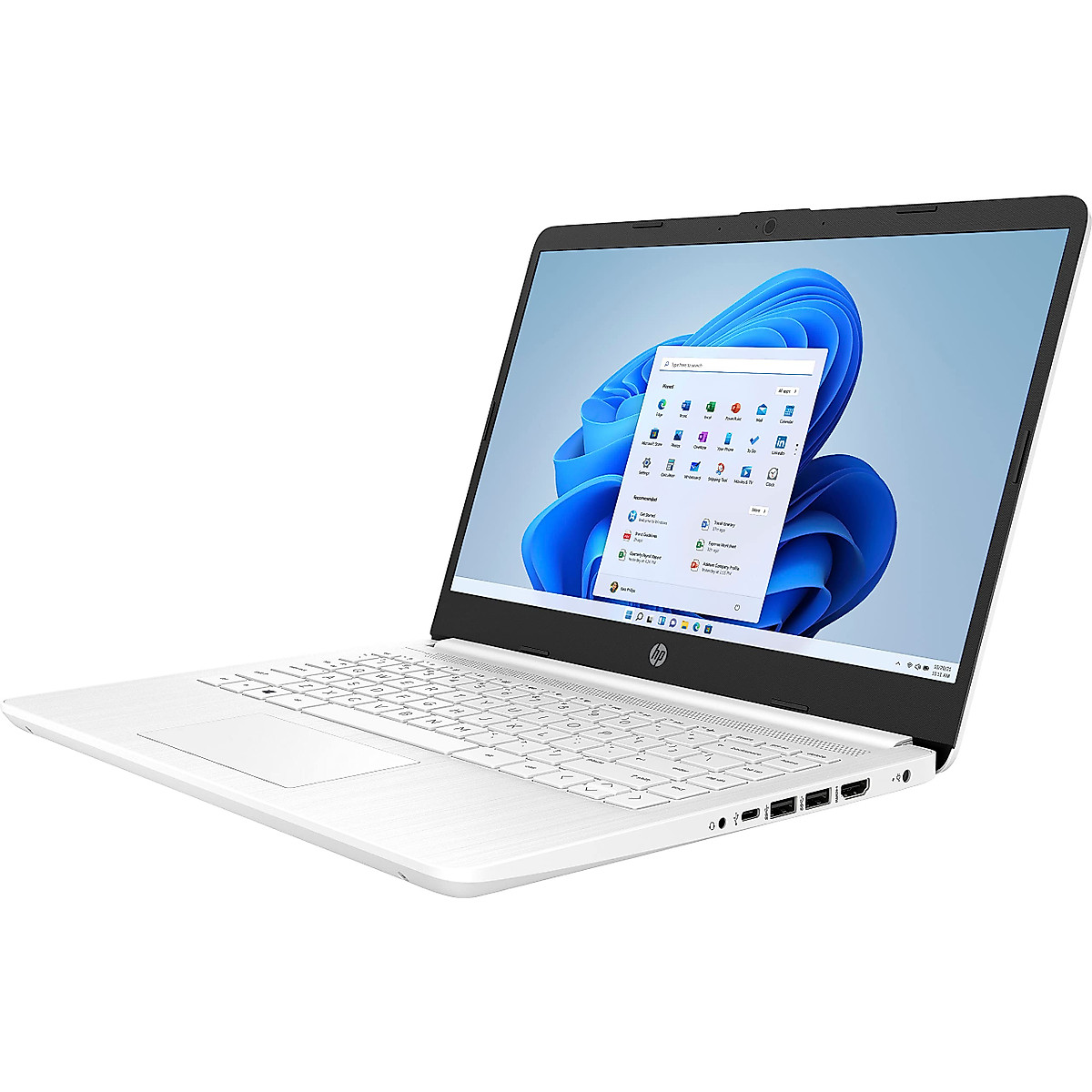 HP 14-inch Diagonal HD Laptop, Intel Celeron N4120 Processor, UHD Graphics 600, 4GB RAM, 64GB eMMC, 802.11ac, HDMI, Windows 11 Home with 1 Year Office 365, W/Silmarils Accessories（Snowflake White
