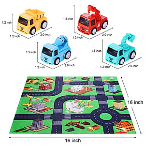 8 Pack Mini Cars Toys for Toddlers, 2,3 Years Old Boys with Play Mat, Friction Powered Construction Truck Toys for 2 Year Old Boys Play Set