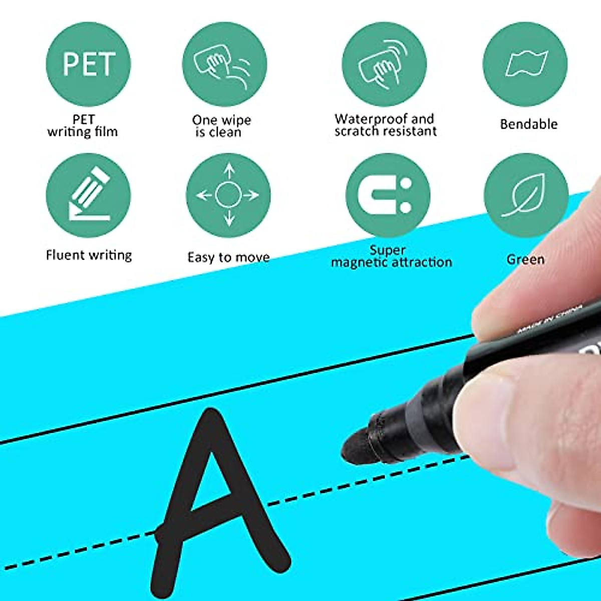 5 Pack Magnetic Sentence Strips, 24 x 3 Inch, Magnetic Dry Erase Sentence Strips, Lined Magnetic Strips, Reusable Classroom Learning Tool for Whiteboard Learning Teacher (Multi Color)