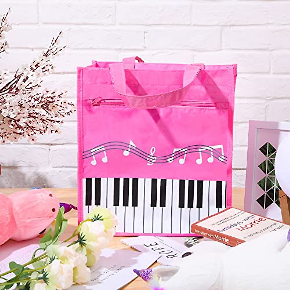 Cunno 2 Pcs Piano Keys Handbag Small Piano Music Bag Reusable Tote Bag Shoulder Shopping Bag Book Bag Tote for Piano Music Teacher Gifts