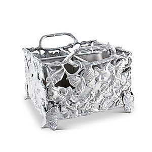 Arthur Court Designs Aluminum Metal Butterfly Silverware/Flatware/Utensil Caddy Holder 8 inch Square 7 inch Tall