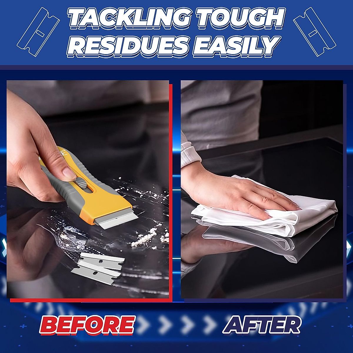 DIYSELF Single Edge Razor Blades, 100 Blades, Razor Blades Refiils for Razor Scraper, Utility Knife, Heavy Duty One Edge Razor Blades, High Carbon Steel Razor Blades for Removing Decals, Stickers