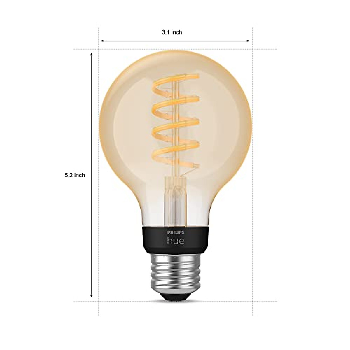 Philips Hue White Ambiance Dimmable Smart Filament G25, Warm-White to Cool-White LED Vintage Edison Globe Bulb, Bluetooth & Hub Compatible (Hue Hub Optional), Voice Activated with Alexa