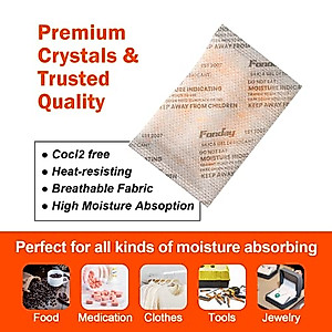 20Gram [15 Packets] Fonday Rechargeable Silica Gel Desiccant Packets Food Grade Fast Reactivate Desiccant Bags Moisture Indicating Orange to Green