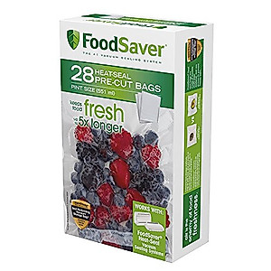 FoodSaver 1-Pint Precut Vacuum Seal Bags, 28 Count, Clear & 1-Quart Precut Vacuum Seal Bags with BPA-Free Multilayer Construction for Food Preservation, 20 Count