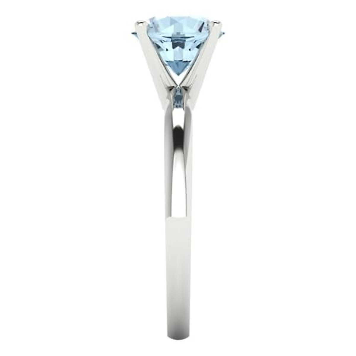Clara Pucci 1.50 ct Round Cut Solitaire Natural Swiss Blue Topaz Bridal Designer Anniversary Engagement Ring in 14k White Gold 11