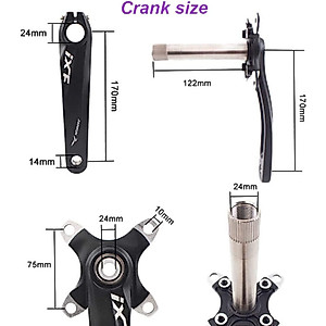 BUCKLOS IXF 104 BCD 30T-38T 170MM Mountain Bike Crankset, Hollow Integrated MTB Crank Set, Aluminum Alloy Crankset Round Oval Narrow Wide Chainring with Bottom Bracket Bolts Fit Shimano/FSA Gaint