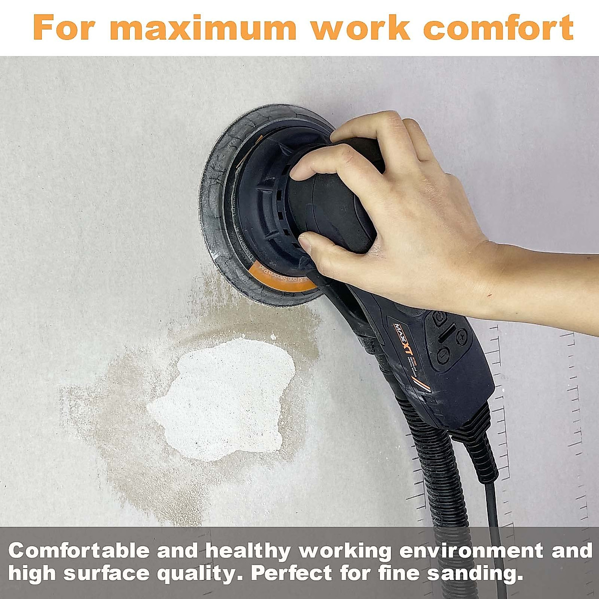 MAXXT Electric 5mm Random Orbital Sander Brushless 350W 3A Multi-function Variable Speed Electric Corded Orbital Sanders Machine with 10 Sanding Paper for Woodworking (R7303-2.5mmOrbit-EU)