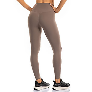 Ukaste Women's Studio Essential High-Rise Yoga Leggings 25" - Soft Stretch Workout Active Tights Pants (Desert Taupe, 4)
