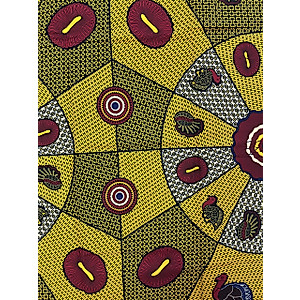 Patchwork Design African Guaranteed Wax Block Prints Fabric/African Ankara Wrapper Fabric Wax Fabrics /-Sell by 6 Yards-100% Cotton-for Dresses-Golden-Yellow, Red, White, black,Dark-Blue,