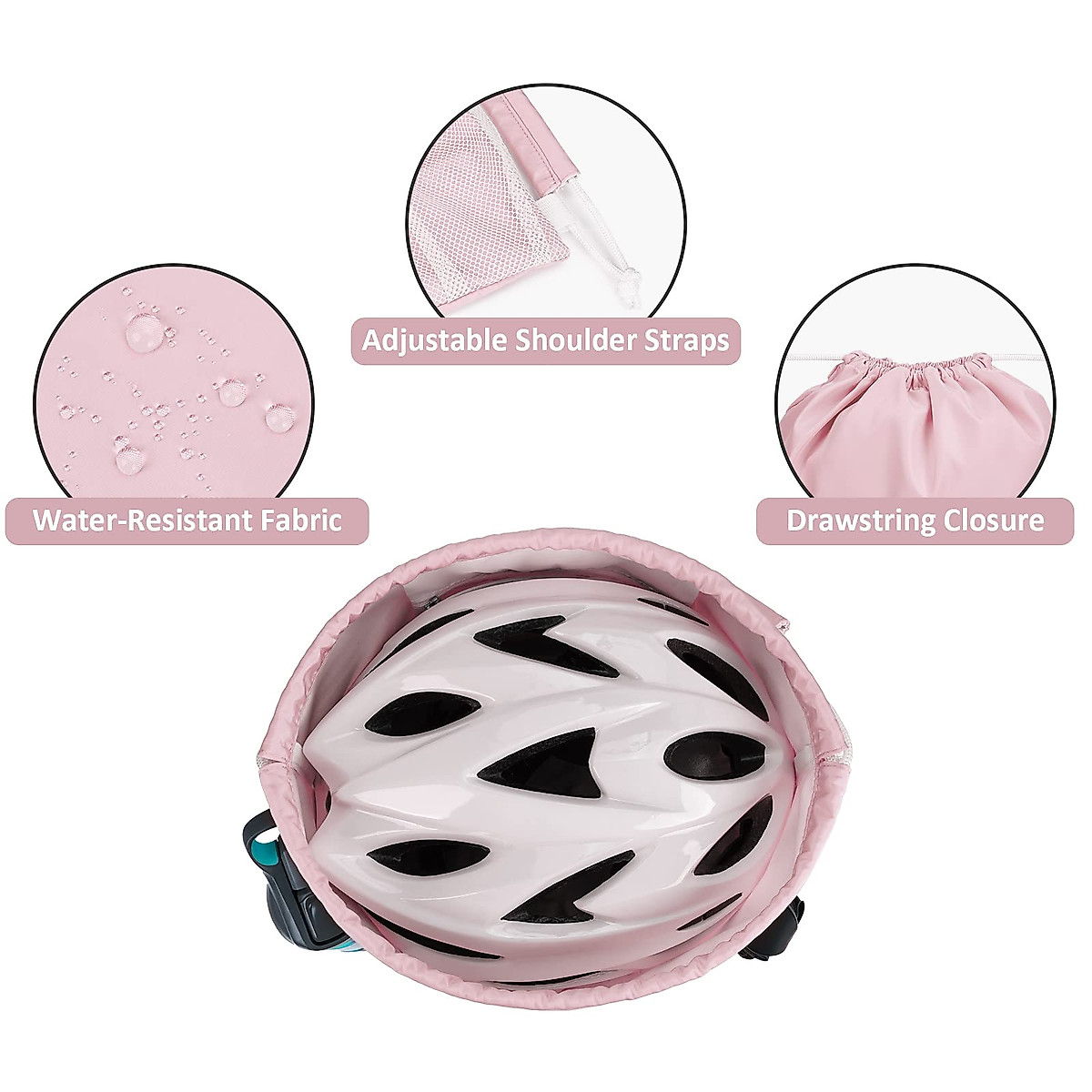 WANDF Drawstring Backpack with Shoulder Pad Sports Gym Backpack with Mesh Pocket String Bag for Women Men(Pink)