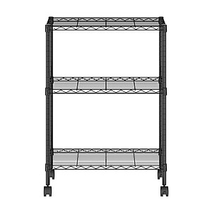 Furinno Wayar 3-Tier Metal Storage Shelf Rack Cart with Casters, 23 x 13 x 30, Black