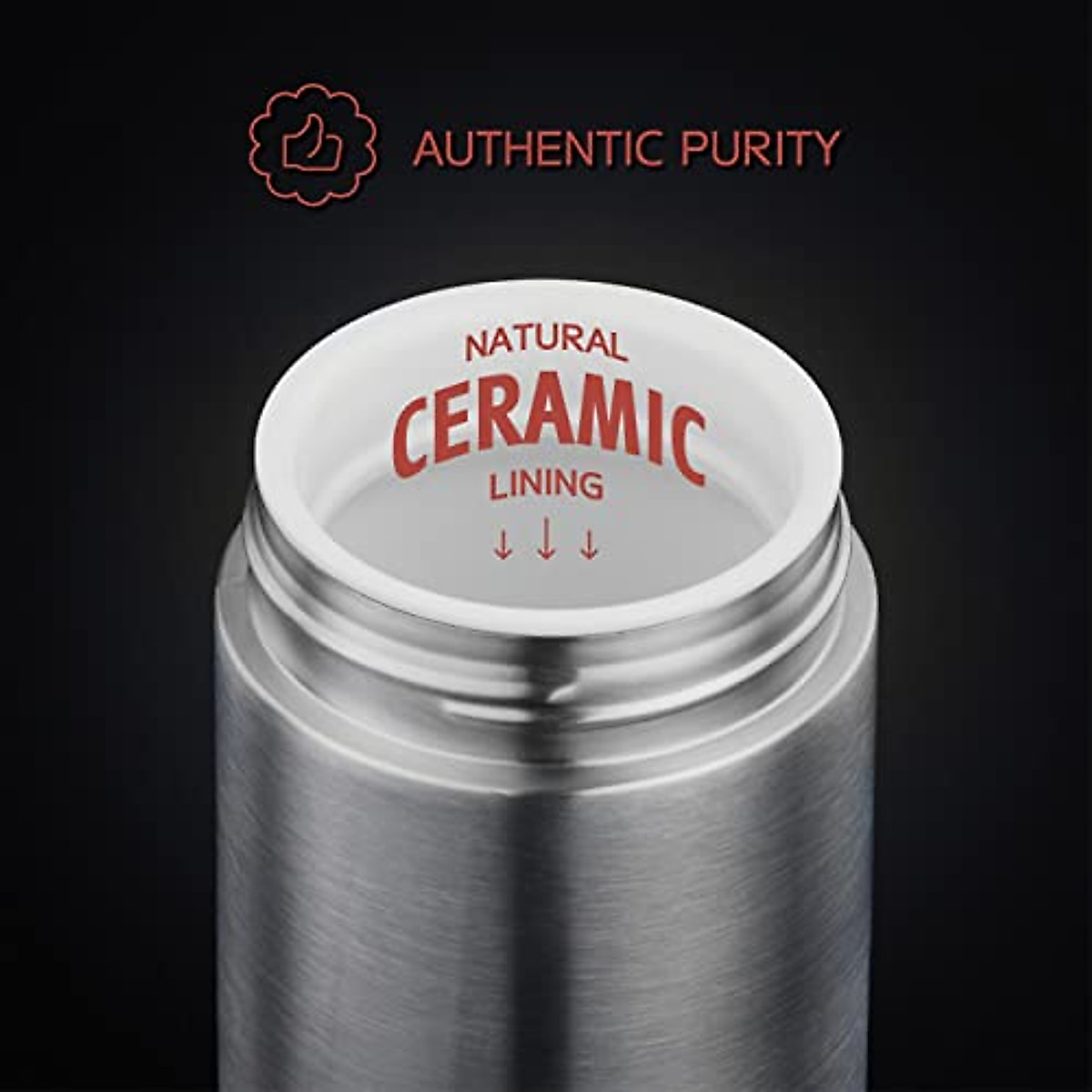 Earthmade Stainless Steel Insulated Food Container,13 oz Food Thermos for Hot Soup & Cold Fruit, Ceramic Interior, Silicone spoon Eco-Friendly