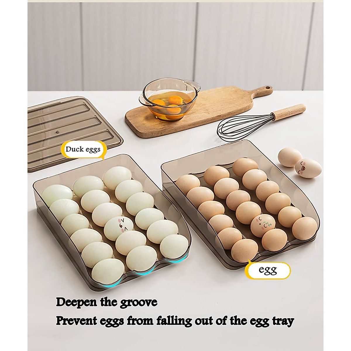 ZYDZ Automatic Rolling Egg Holder for Refrigerator, Fridge Organizers and Storage Space Saver Tray Container Bins Box (Two Layers)