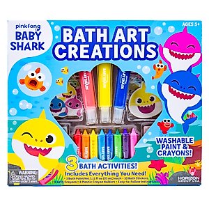 Baby Shark Bath Art Creations Play Set for Kids & Toddlers - Draw Washable Artwork During Bathtime or Shower Time - Dissolvable & Washable Paints, Crayons & Stickers for Kids Ages 3, 4, 5, 6