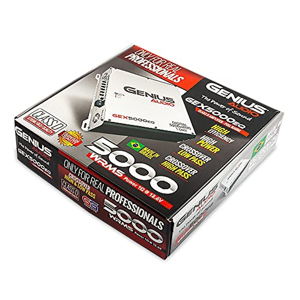 Genius Audio GEX5000EQ Digital Full Range Car Amplifier Monoblock 5000 Watts RMS Class D 1-Ohm Stable with Power Protection System and Bass Boost for Speaker and Woofer Performance