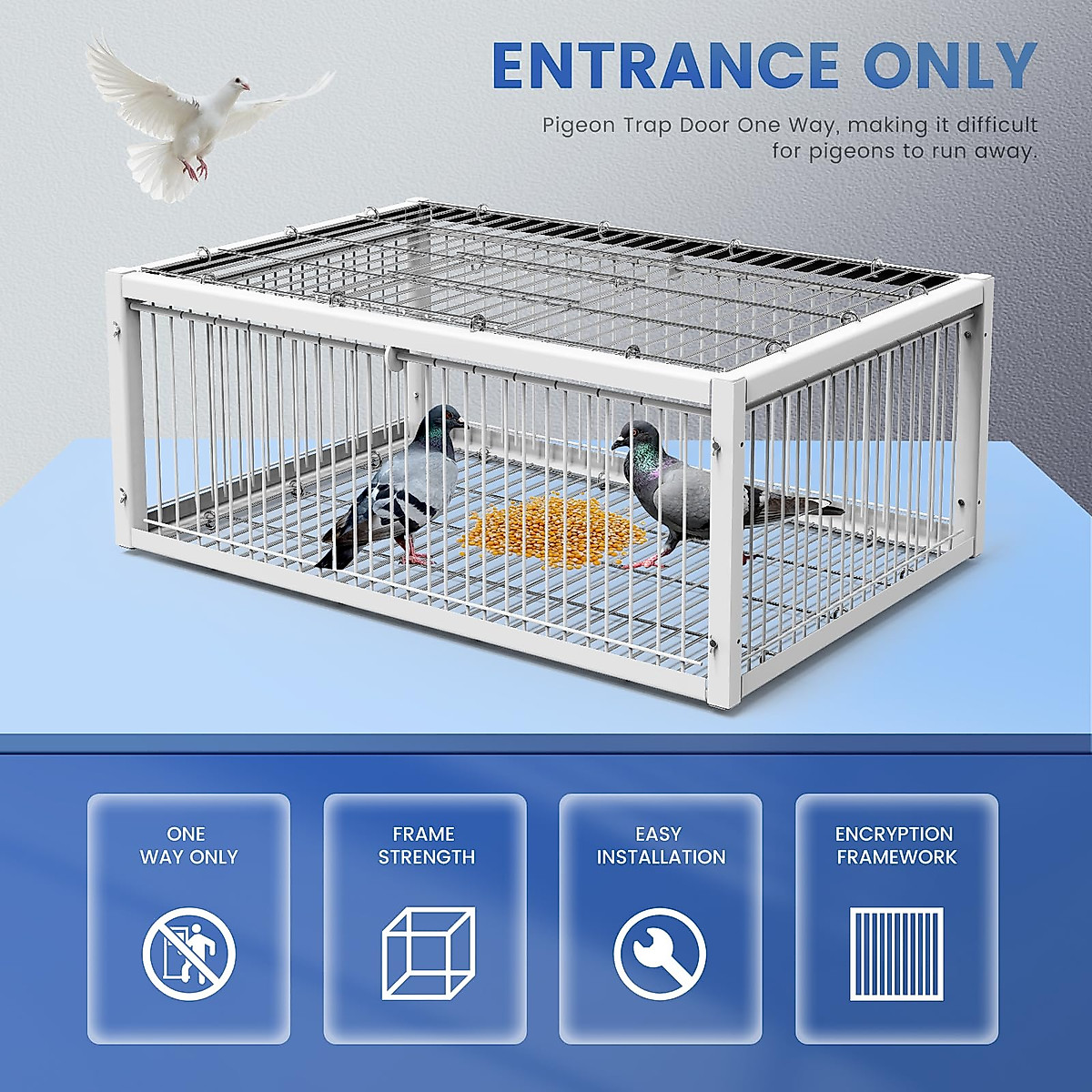 PAUQRWIE Pigeon Trap Cage Bird Traps for Small Birds Folding One-Way Entrance Trapping Portable U-Trap Door for Doves Breeding Supply Pigeon Coop