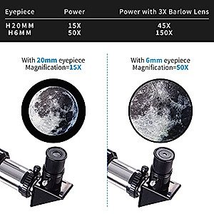 Telescope for Kids Adults Beginners - 70mm Aperture Refractor Telescope for Stargazing with Adjustable Tripod Phone Adapter Wireless Remote Perfect Christmas Astronomy Gifts for Kids, Black