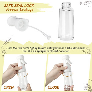 Chling Oil Sprayer for Cooking, 200ml Glass Olive Oil Sprayer Mister Bottle Kitchen Gadgets Accessories for Air Fryer Salad BBQ Baking Roasting White