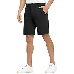 Rdruko Men's Golf Shorts Stretch Quick Dry 9" Work Casual Shorts with 5 Pockets(Black, US 42)