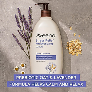 Aveeno Stress Relief Moisturizing Body Lotion with Lavender Scent & Prebiotic Oat to Calm & Relax, Non-Greasy, TSA-Approved Travel Size, 2.5 fl. oz, 12 Pack