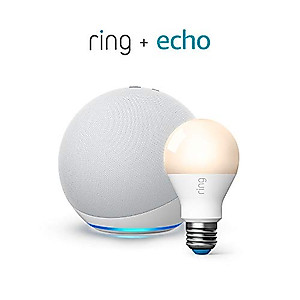 All-new Echo (4th Gen) - Glacier White - bundle with Ring A19 Smart LED Bulb