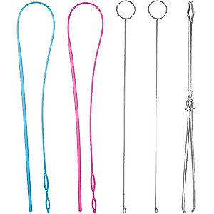 6 Pieces Sewing Loop Kit, Include Loop Turner Hook Flexible Drawstring Threader Metal Tweezers Long Loop Turner Tool with Latch for Fabric Belts Strips DIY Knitting Accessories